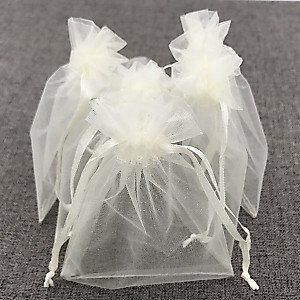 ATCG 100pcs 3x4 Inches Drawstring Organza Pouches Wedding Party Jewelry Favor Gift Candy Bags (Black)