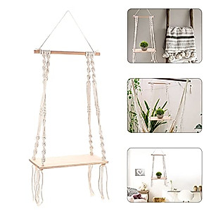 Garneck Home Decor Wall Mounted Shelves Macrame Wall Hanging Shelf Handmade Macrame Shelf Woven Hanger for Plants and Decor Hanging Bohemian Shelf Plants Decor Decoraciones para Salas De Casa