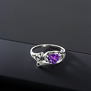 Gem Stone King 925 Sterling Silver 6MM Heart Shape Gemstone Birthstone Mothers Day MOM Ring For Women | Available In Size 5, 6, 7, 8, 9
