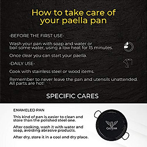 Castevia 13.5-Inch Enameled Steel Paella Pan, 34cm / 6 servings