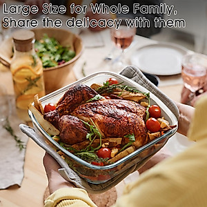 2.7 QT Square Glass Baking Dish with Red Visible Lid, 9x9 Baking Dish with Lid, LARGE and DEEP Baking Dish for Oven