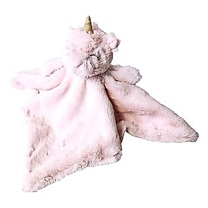 SONA G DESIGNS Unicorn Lovey Lovie Security Blanket with Rattle -Can be Custom Personalized (Pink Unicorn with Embroidered Name)