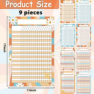 9 PCS Retro Groovy Classroom Charts Boho Classroom Incentive Chart Homework Data Charts Reward Chores Chart for Kids Behavior Learning Classroom School Attendance Homework Progress Tracking Pads