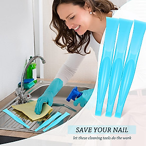 Non-Scratch Plastic Scraper Tool Carbon Fiber Plastic Cleaning Scraper Tool Pen-shaped Scraper Tool Stiff Scraper Cleaning Tool for Kitchen Sticker Scratch Cleaning (6, Blue)