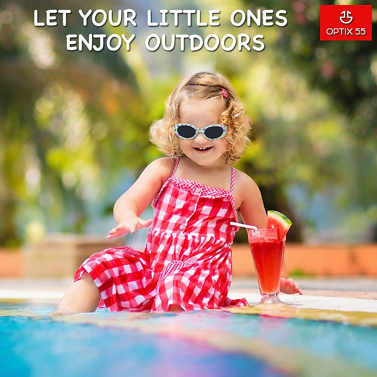 Optix 55 Baby Sunglasses, 100% UV Protection Infants & Toddlers Sunglasses, Smoked Lenses Reduces Glare for Ages 0-12 Month to 3 Years - Rubber Injected Frame with Matching Pouch (Light Blue, smoked)