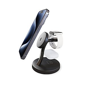 3 in 1 Wireless Charger for MagSafe, Wireless Charging Station, Compatible with iPhone 15/14/13/12, Apple Watch, AirPods Pro/3/2 (Cable and Adapter Included) Black