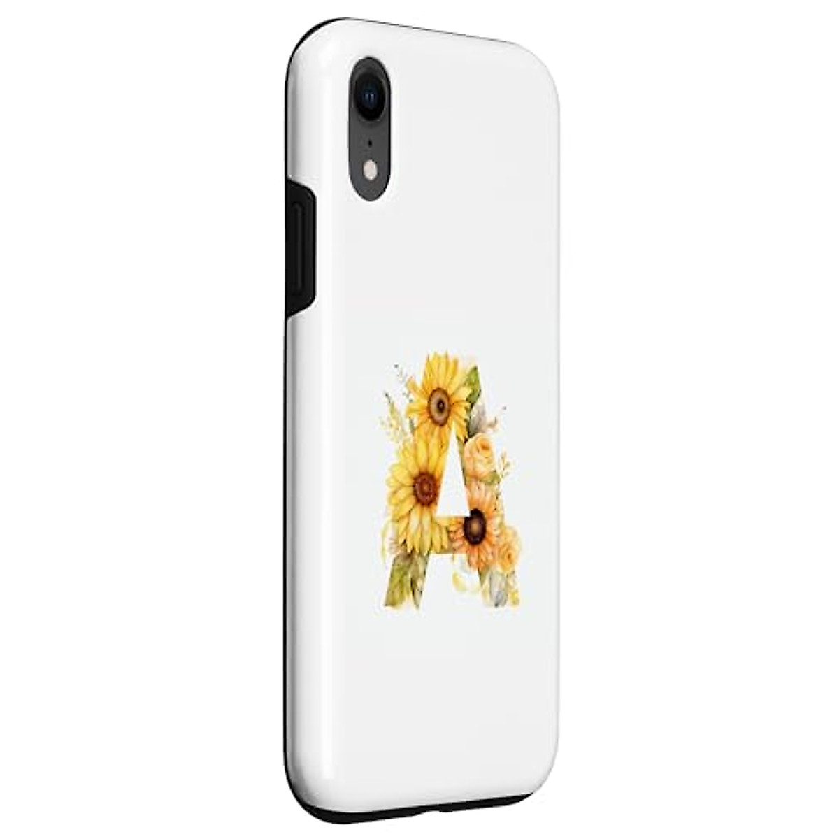 iPhone XR Letter A Initial Monogram Sunflower Minimalist Women Yellow Case