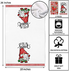 Seliem Spring Bee Kind Bee Happy Gnome Kitchen Dish Towel Set of 2, Sunflower Honey Hand Towel Inspirational Quote Drying Baking Cooking Cloth, Summer Seasonal Kitchen Decor 18x26 Inches