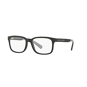 A|X ARMANI EXCHANGE Men's AX3029 Square Prescription Eyeglass Frames, Matte Black/Demo Lens, 54 mm