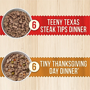 Merrick Lil’ Plates Grain Free Dinner Duos Soft Natural Wet Small Dog Food Variety Pack, Beef and Turkey - (Pack of 1) 2.6 lb. Tubs