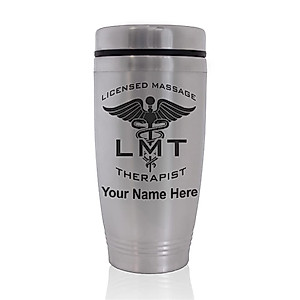 SkunkWerkz Commuter Travel Mug, LMT Licensed Massage Therapist, Personalized Engraving Included