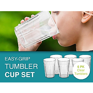 Arrow Home Products 10 oz Clear Plastic Tumblers, Set of 6 - Made in the USA, BPA Free Plastic - Break-Resistant Plastic Drinking Glasses for Indoor & Outdoor Use - Dishwasher Safe, Assorted Colors