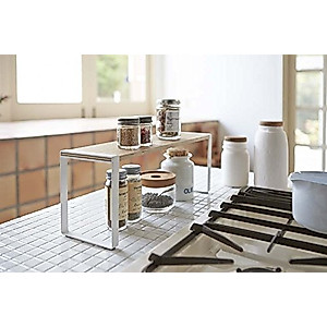 Yamazaki Home Kitchen Rack - Counter Storage Shelf Organizer Steel + WoodWhite