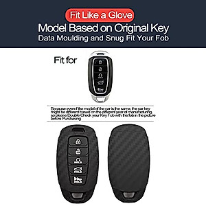 INFIPAR 2pcs Compatible with Hyundai Palisade Elantra Smart 5 Buttons Silicone FOB Key Case Cover Protector Keyless Entry Carbon Fiber Looks Remote Holder