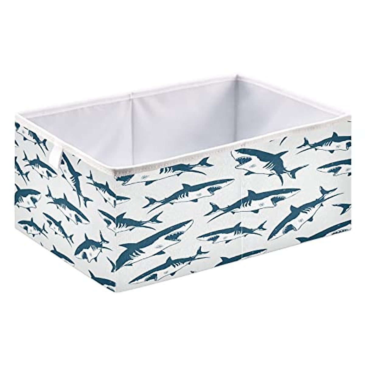 Kigai Cartoon Sharks Cube Storage Bins - 11x11x11 in Large Foldable Cubes Organizer Storage Basket for Home Office, Nursery, Shelf, Closet
