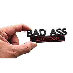 Bad Ass Edition Emblem 3D Metal Badass Badge Sticker Decal with 3M Tape Replacement for Cars, Trucks, Motorcycles, Boats & Laptops (Black/Red)