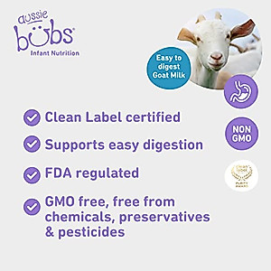 Aussie Bubs Australian Goat Milk-Based Toddler Formula, For Kids 12-36 months, Made with Fresh Goat Milk, 28.2 oz