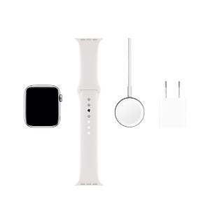 Apple Watch Series 5 (GPS, 40MM) - Silver Aluminum Case with White Sport Band (Renewed)