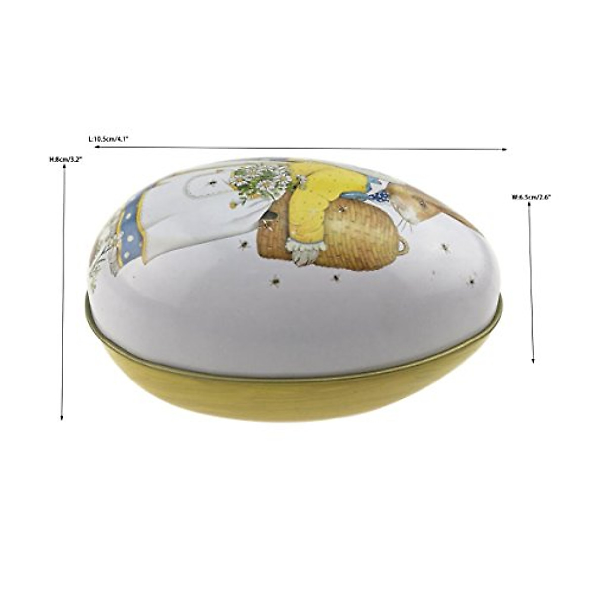 Winterworm 6pcs Creative Cute Tin Bunny Chick Printing Alloy Metal Easter Eggs Shaped Candy Box Holder