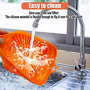 2Pcs Air Fryer Silicone Pot Square Foldable Air Fryer Silicone Liners 8inch Reusable Basket Liner Air fryer Oven Accessories (Gray and Orange)