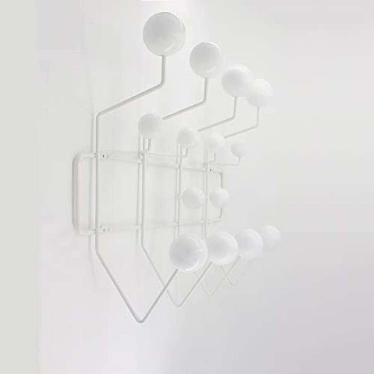 SHISEDECO Classic Hang it All Coat Rack, Mid Century Modern Wall Mounted Coat Hooks with Painted Solid Wooden Balls(Multi Colors Available) (White)