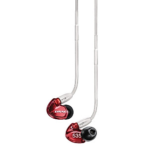 Shure SE535LTD In Ear Wireless Headphones, Red Detachable & Shure Universal Communication Cable For Detachable Se Sound Isolating Earphones, Black