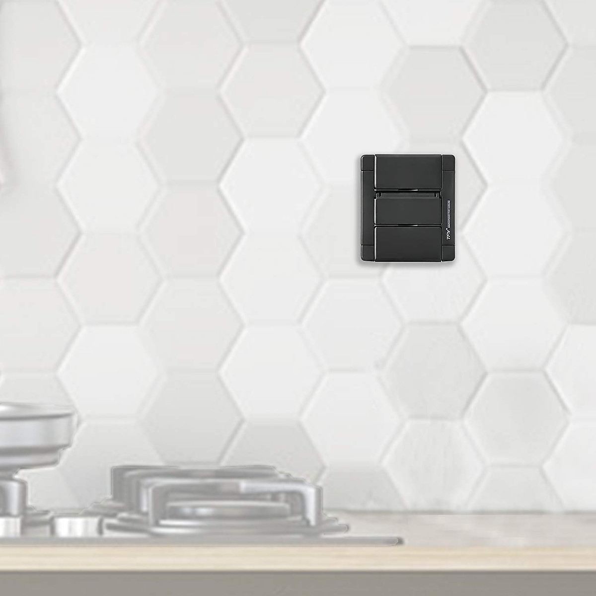 TFY Universal Kitchen Wall Mount for Tablet, eReader and Smartphones, for iPad Air, Mini, iPad Pro 10.5 inch, Wall Holder (Black)