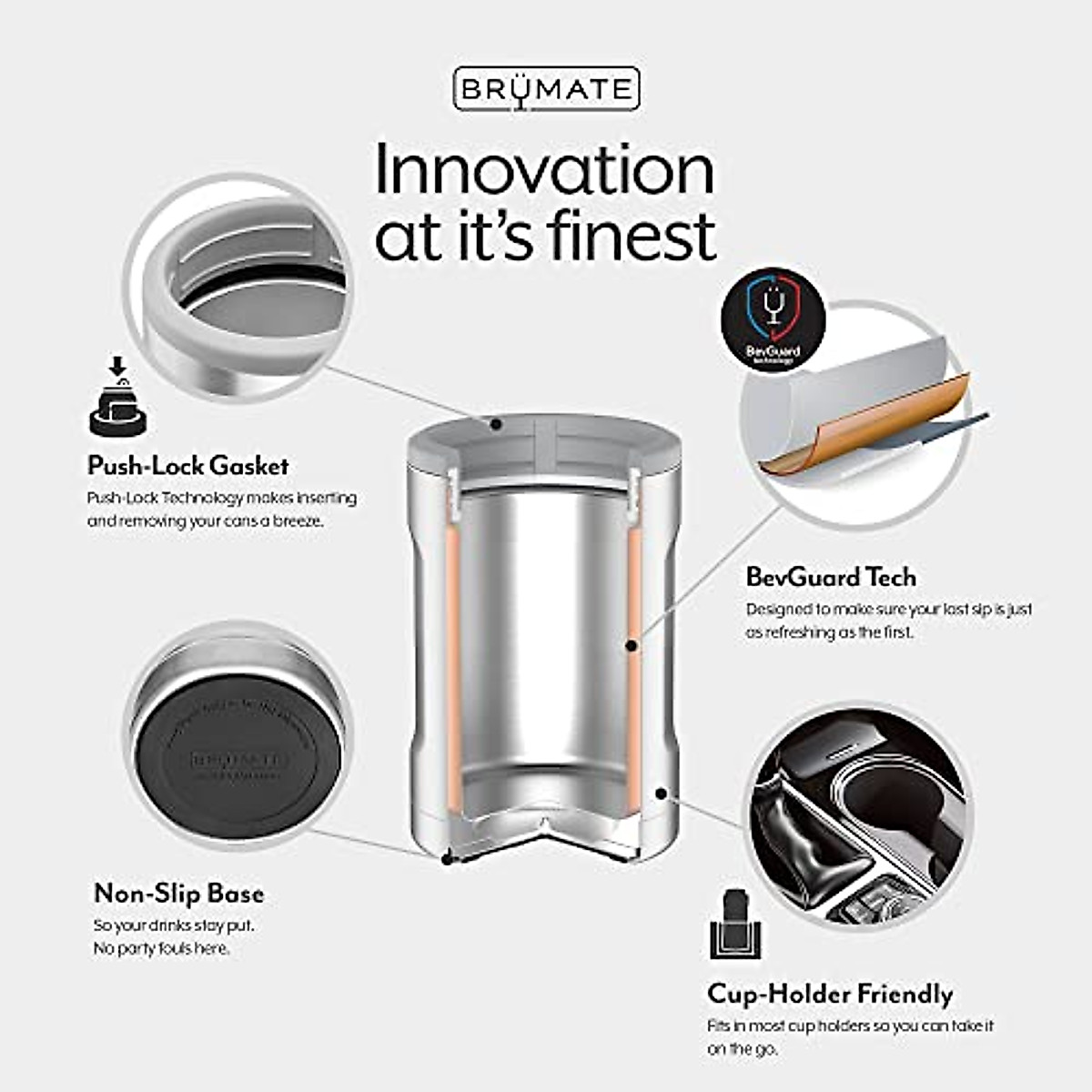 BrüMate Hopsulator DUO 2-in-1 Can Cooler Insulated for 12oz Cans + 100% Leak Proof Tumbler with Lid | Can Coozie Insulated for Hard Seltzer, Beer, Soda and Energy Drinks (Matte Navy)