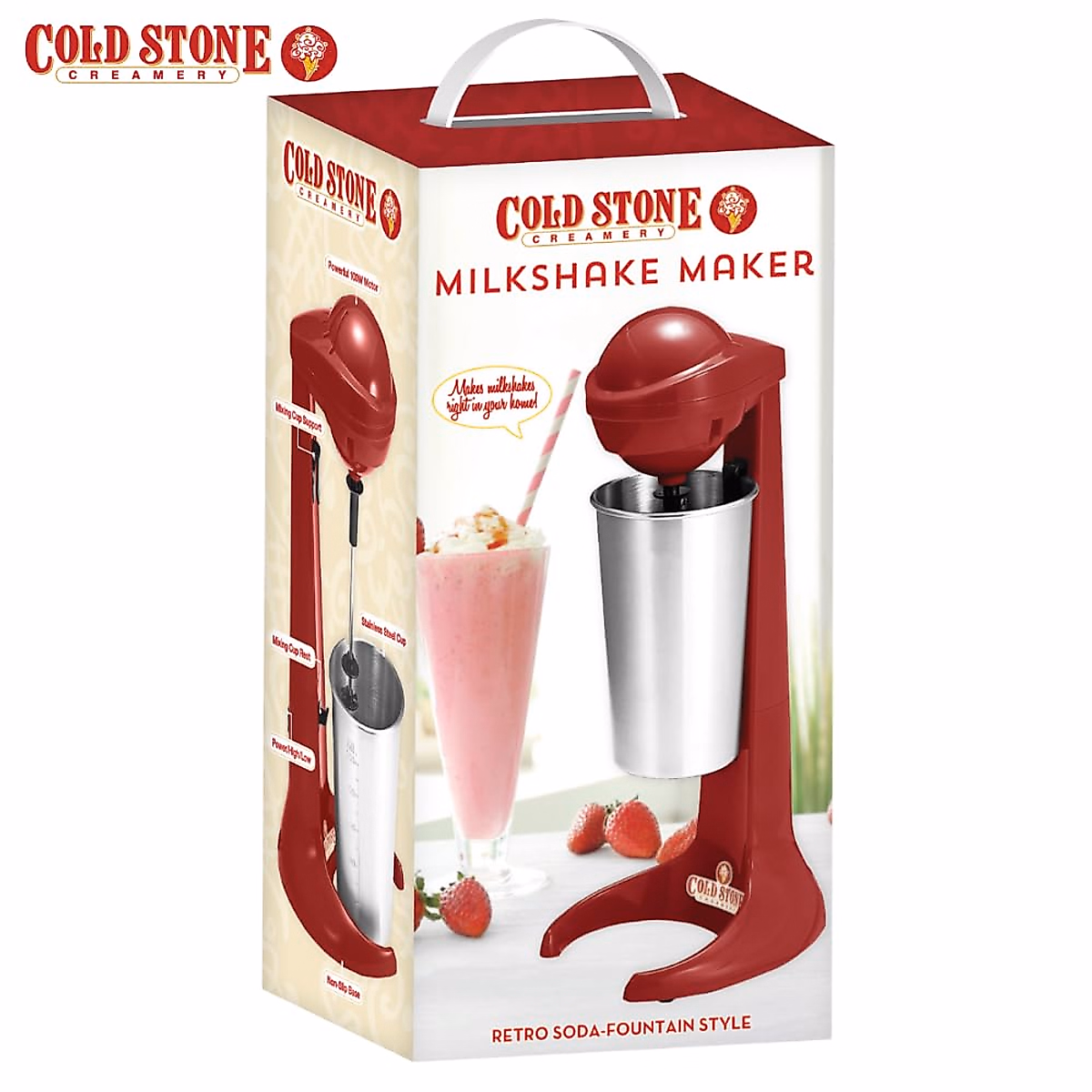 Cold Stone Milkshake Maker with Stainless Steel Mixing Cup 16 ounce, Electric Drink Maker