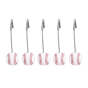 NUOBESTY Baseball Place Card Holders, Mini Baseball Base Table Number Holders Metal Note Clamps Photo Stands Message Clips for Sports Wedding Party Supplies 5pcs