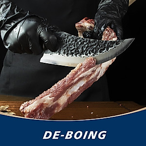 ohmonlyhoo Butcher Knife for Meat Cutting, Chopping, Dicing, Mincing- 12.2" Butcher Knife Made with Hand Forged HC Steel for Home Outdoor Camping BBQ Christmas Thanksgiving Gift Idea