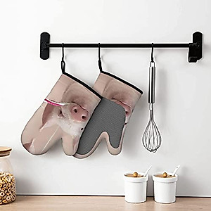 Pink Pig Printed Silicone Anti-Scald Gloves, Oven Mitts, Used for Cooking, Grilling, Kitchen Oven Gloves.