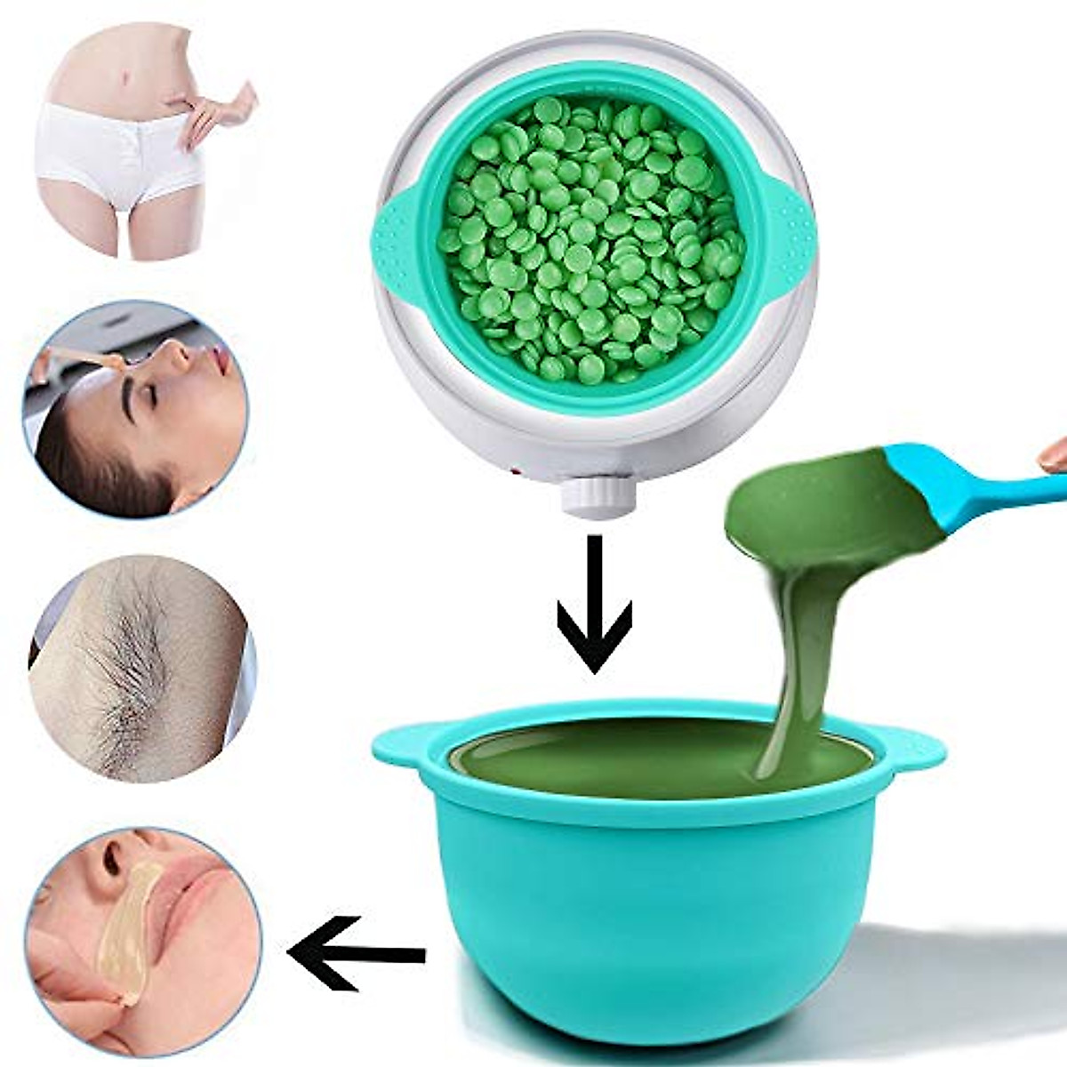 FIGHTART 2pcs Wax Pot Liner Replacement Bowls for Wax Warmer with 1pc Non-stick Silicone Waxing kit Spatulas Removable 14Oz 500CC