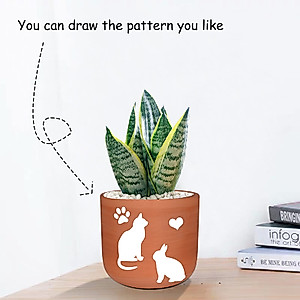 Thirtypot Terracotta Succulent Planter Pot with Drainage Hole, Large Round Shallow Bonsai Pot for Indoor Plants