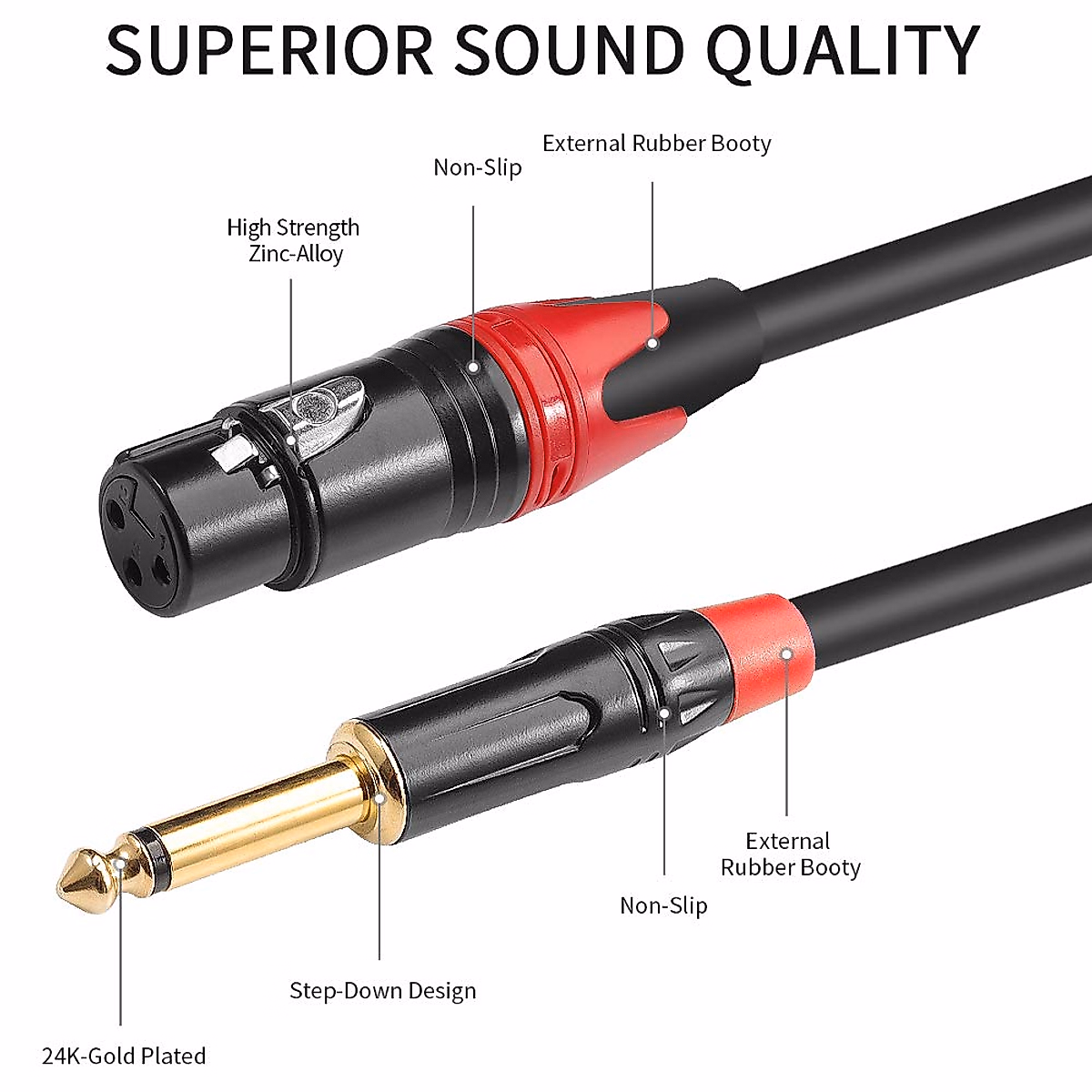 Disino XLR Female to Dual 1/4 inch Y Splitter Cable,Female XLR to Double 6.35mm Mono TS Plug Mic Audio Converter Adapter Cord - 10 feet