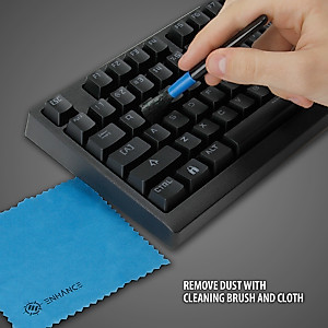 ENHANCE Mechanical Keyboard O Ring Ultra-Quiet Switch Sound Dampeners Kit Soft 40A Clear (140pcs), Key Cap Remover, Cleaning Brush, Cloth and Accessory Bag - Mod Kit for Cherry MX, TTC, Kaihua