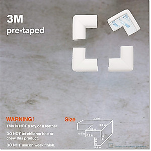 Roving Cove Corner Protector for Baby (16 Large Corners), Hefty-Fit Heavy-Duty Soft Rubber Foam Furniture Corner Bumper Guards, 3M Adhesive Pre-Taped, Oyster White (Off White)