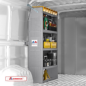AA Products SH-6003 Steel Mid/High Roof Van Shelving Storage System Fits Transit, NV, Promaster and Sprinter, Van Shelving Units, 32''W x 60''H x 13''D