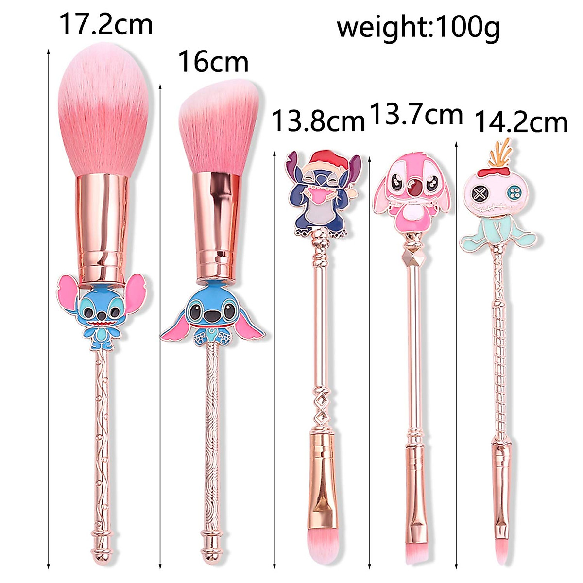Interstellar Baby Makeup Brushes Set with 5Pcs Creative Stitch Theme Cosmetic Brushes Set, Premium Synthetic Foundation Eyeshades Brush Set Best Gift for Young Girl Women