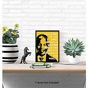 Nelson Mandela Poster, 8x10 - Classroom Decor - Inspirational Quotes Wall Art - Teacher Gifts - School Decorations - Motivational Wall Decor - Nelson Mandela Wall Art - Positive Quotes for Kids