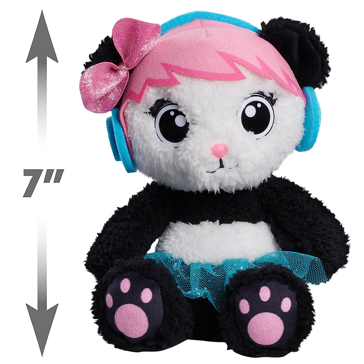 Just Play EK World 7-inch Combo Panda's Sister Coco Plush Stuffed Animal, Blue Skirt and Pink Bow, Kids Toys for Ages 3 Up