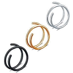 Tanreeqee Nose Rings Hoops Double Nose Ring for Single Piercing Double Nose Hoop Spiral Nose Ring Hypoallergenic Stainless Steel Nose Rings for Women Men（3 pcs A