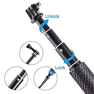 Trehapuva Selfie Stick, 19” Waterproof Extension Hand Grip Adjustable Monopod Pole Compatible with GoPro Hero(2018) Hero 10 9 8 7 6 5 4 3+ 3 Session, AKASO, Xiaomi Yi,SJCAM SJ4000 SJ5000 SJ6000 More