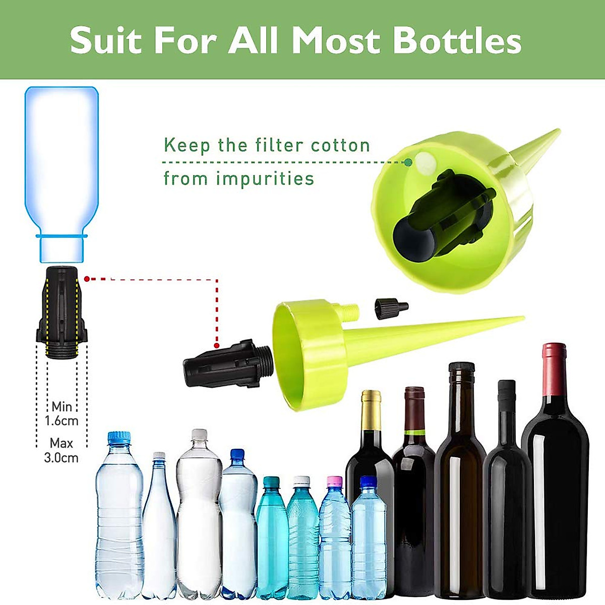 ENIVING 12PCS Automatic Watering Device, Plant Self Watering Spikes With Slow Release Control Valve Switch Plant System Adjustable Water Volume Drip System for Vegetable Gardens, Lawn，Flower Beds