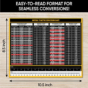 Magnetic Measurement Conversion Chart | Imperial & Metric Rulers, Measurement Tables | 10.5” x 8.5”| Made in USA