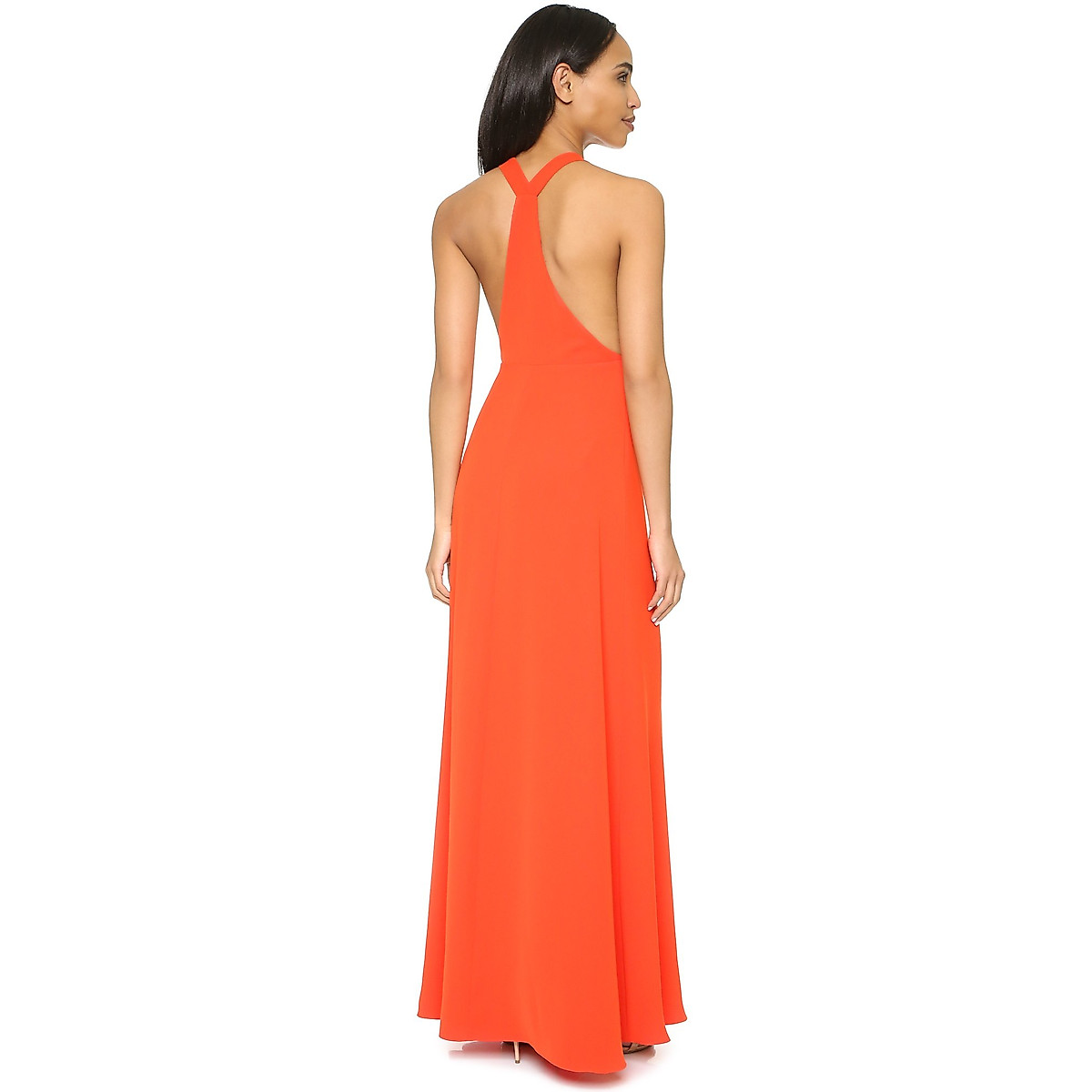 Jill Jill Stuart Women's T-Strap Sleeveless A-Line Gown, Tangerine, 8