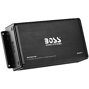 BOSS Audio Systems MC900B 4 Channel Amplifier for ATV UTV Car Marine - 500 High Output, Low Level Inputs, Full Range, Weatherproof, Bass for Subwoofer