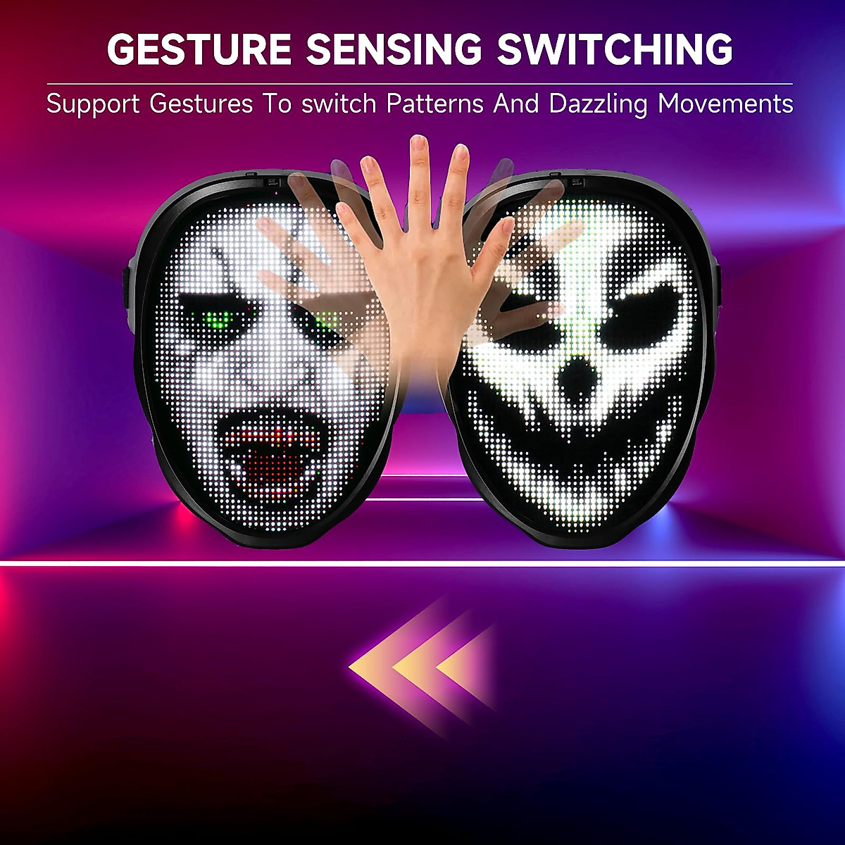 Funle Led Mask with App Controlled,Programmable LED Halloween Mask,Digital Mask for Costume Cosplay Party Masquerade