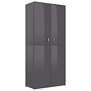 vidaXL Shoe Cabinet Indoor Hallway Household Supply Storage Shoe Shelf Rack Home Organizer Hall Cabinet Furniture High Gloss Gray Engineered Wood