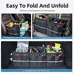 AstroAI Car Trunk Organizer Storage Large for SUV, Truck, Pickup, Collapsible Trunk Organizer Portable Storage Box with Cooler Bag, Foldable Cover, Nylon Handles, PU Bottom and PE Plate
